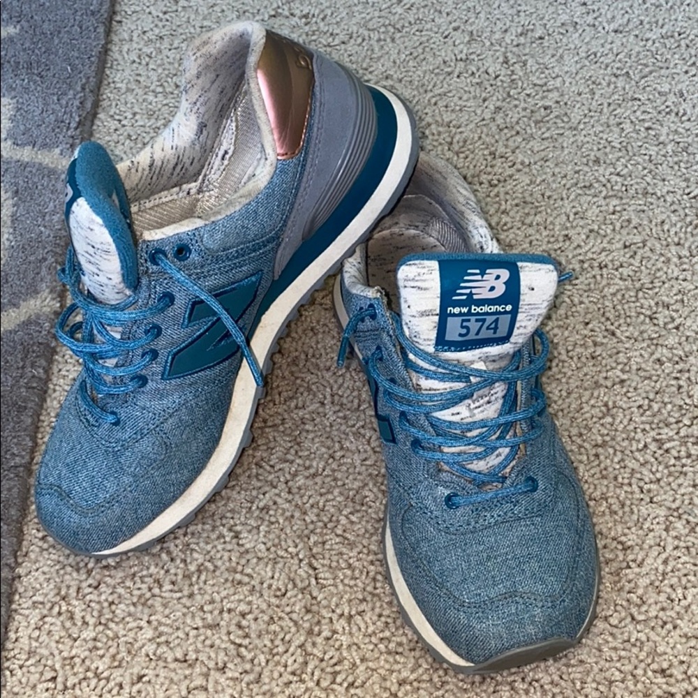 New Balance 574 Blue And Rose Gold - Gem